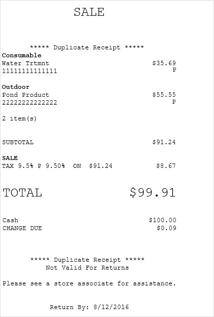 Printing Duplicate Receipts Using A Receipt Number